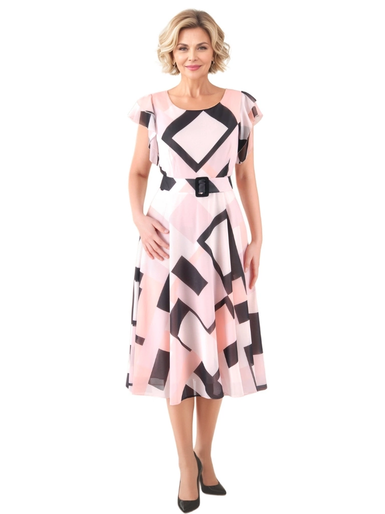 Elegancka rozkloszowana sukienka plus size na wesele i komunię – wyszczuplająca kreacja z ...