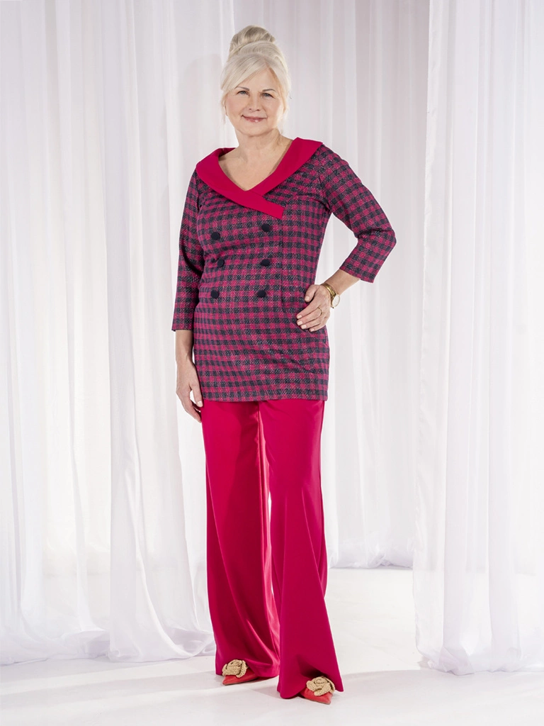 Damski komplet, luźne spodnie z tuniką w kratkę 37463 | Sklep online ...