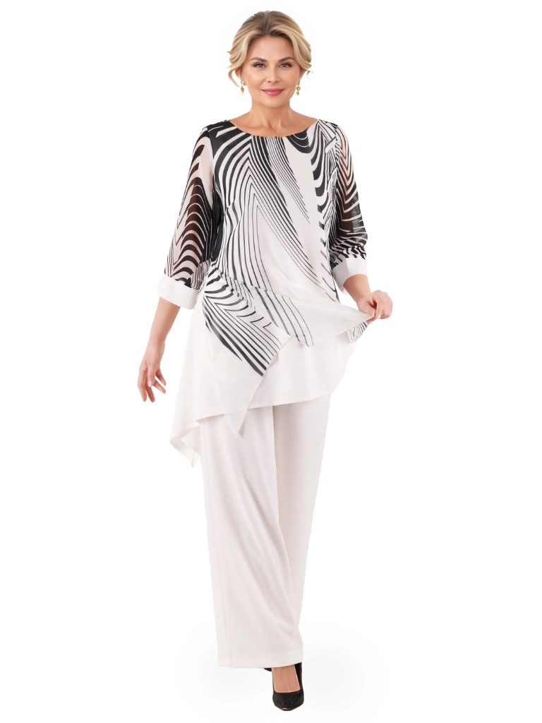 Elegancki komplet damski na wesele, komunię, wyszczuplająca tunika z ...